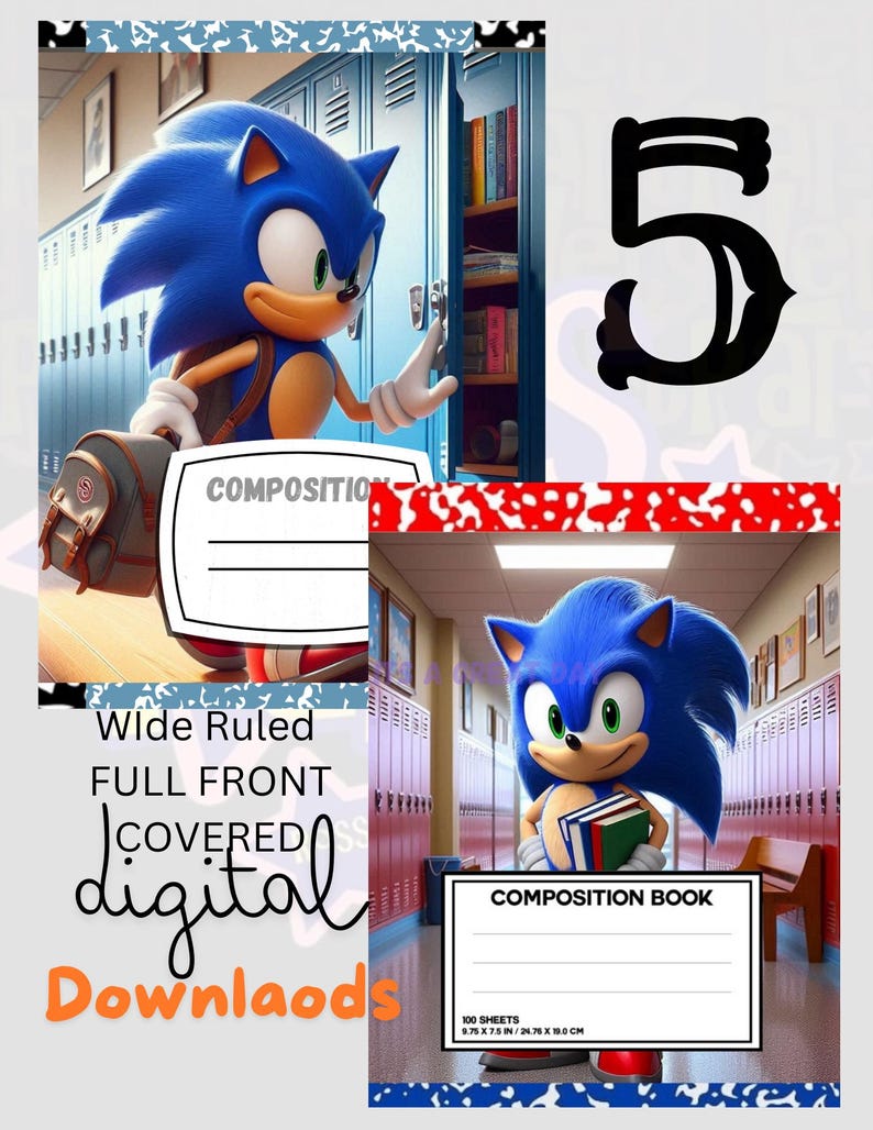 5 Wideruled Fully Front Cover Composition Image Bundle Sonic 5 Designs ...