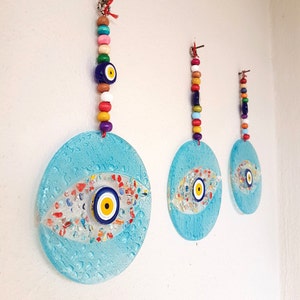 Evil Eye Wall Hanging, Fused Glass Eye Shaped Evil Eye Home Decor, 12 ...