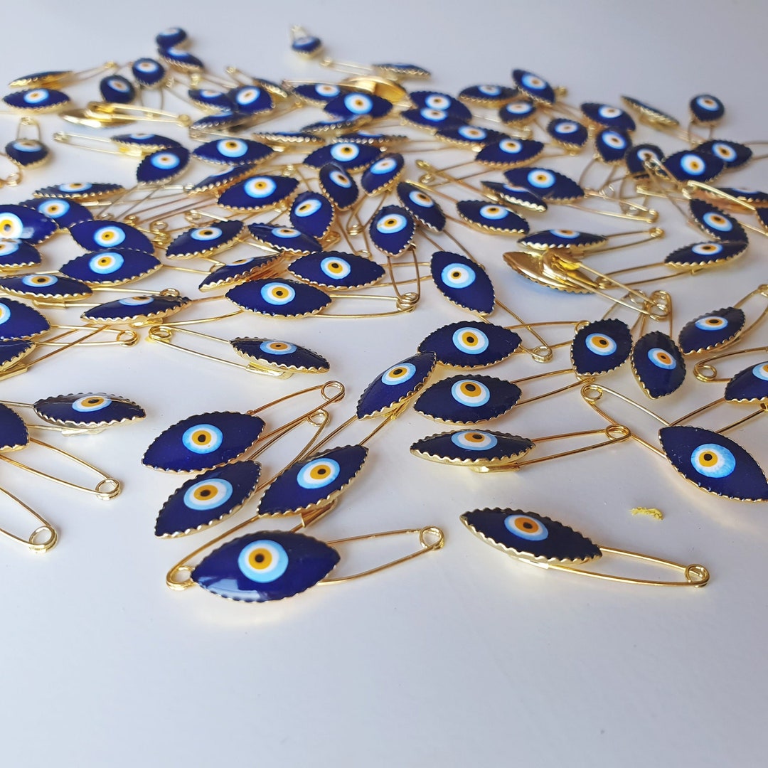 Eye Shape Evil Eye Safety Pin, Baby Shower Gift, Evil Eye Wedding Favor ...