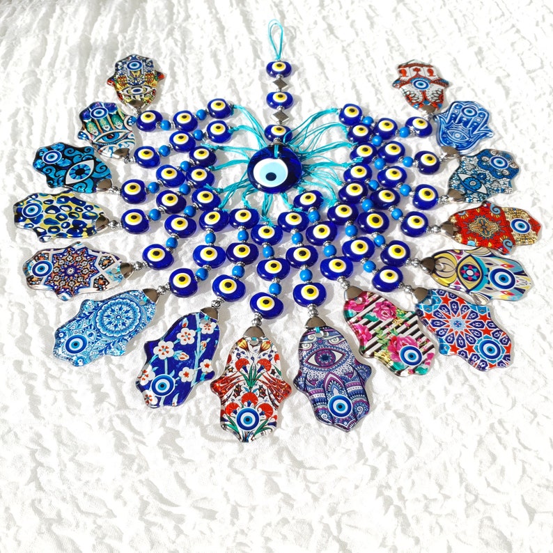 Hamsa and Evil Eye Wall Hanging Nazar Boncuk Hand of Fatima | Etsy