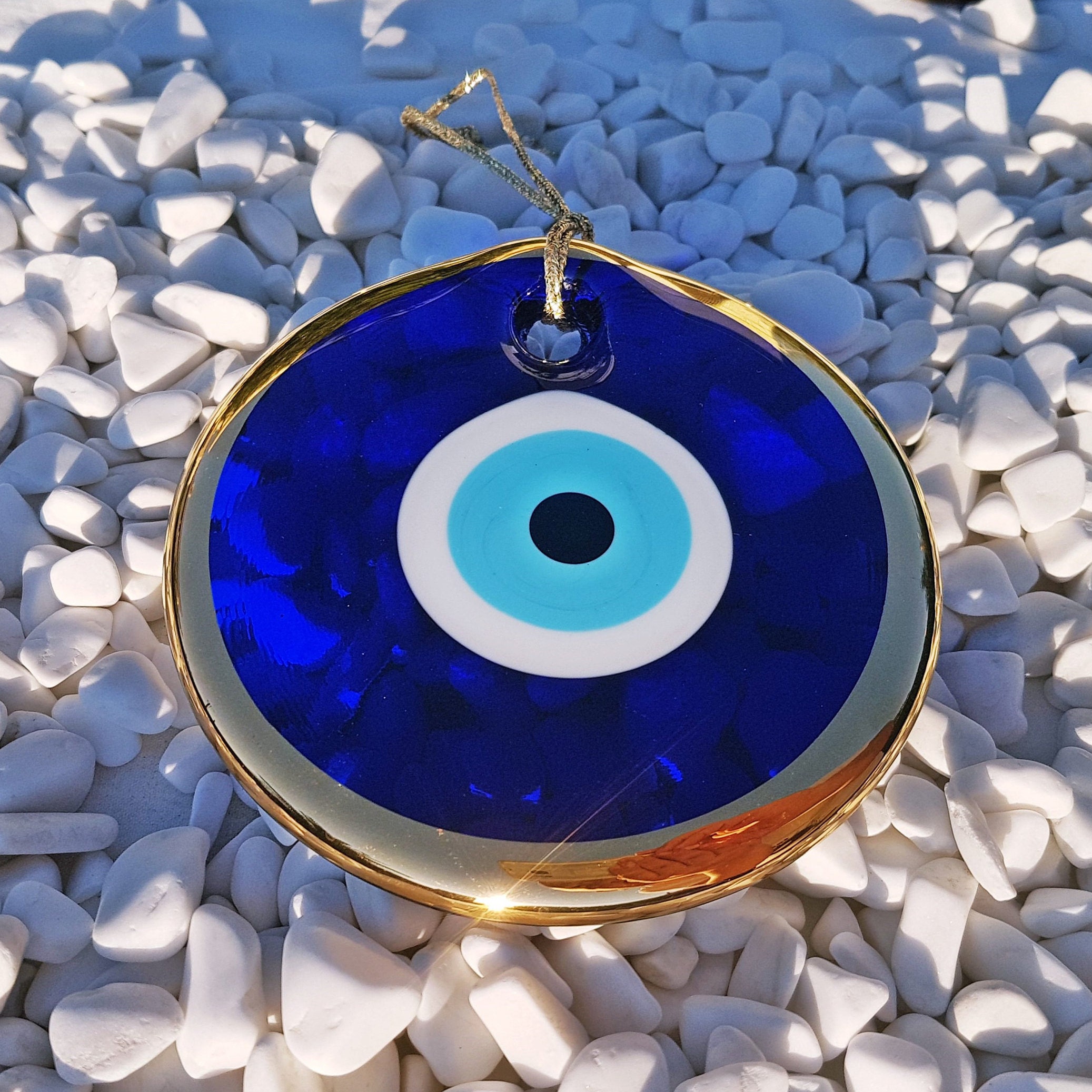 Painting Turkish evil eye Mini Canvas gold background with silver ...