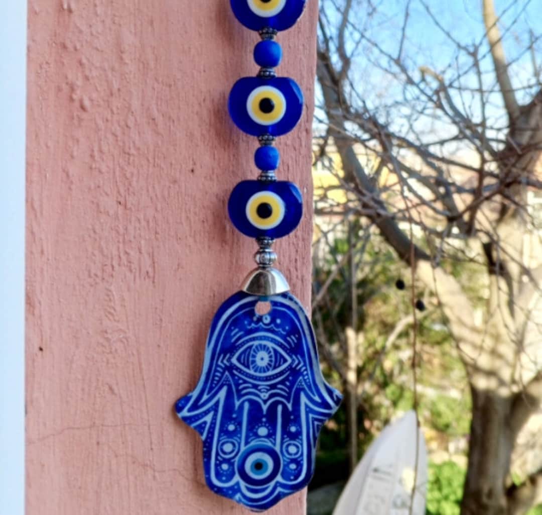 Evil Eye in Hand of Fatima Glass Wall Decor, Hand of Fatima Wall ...