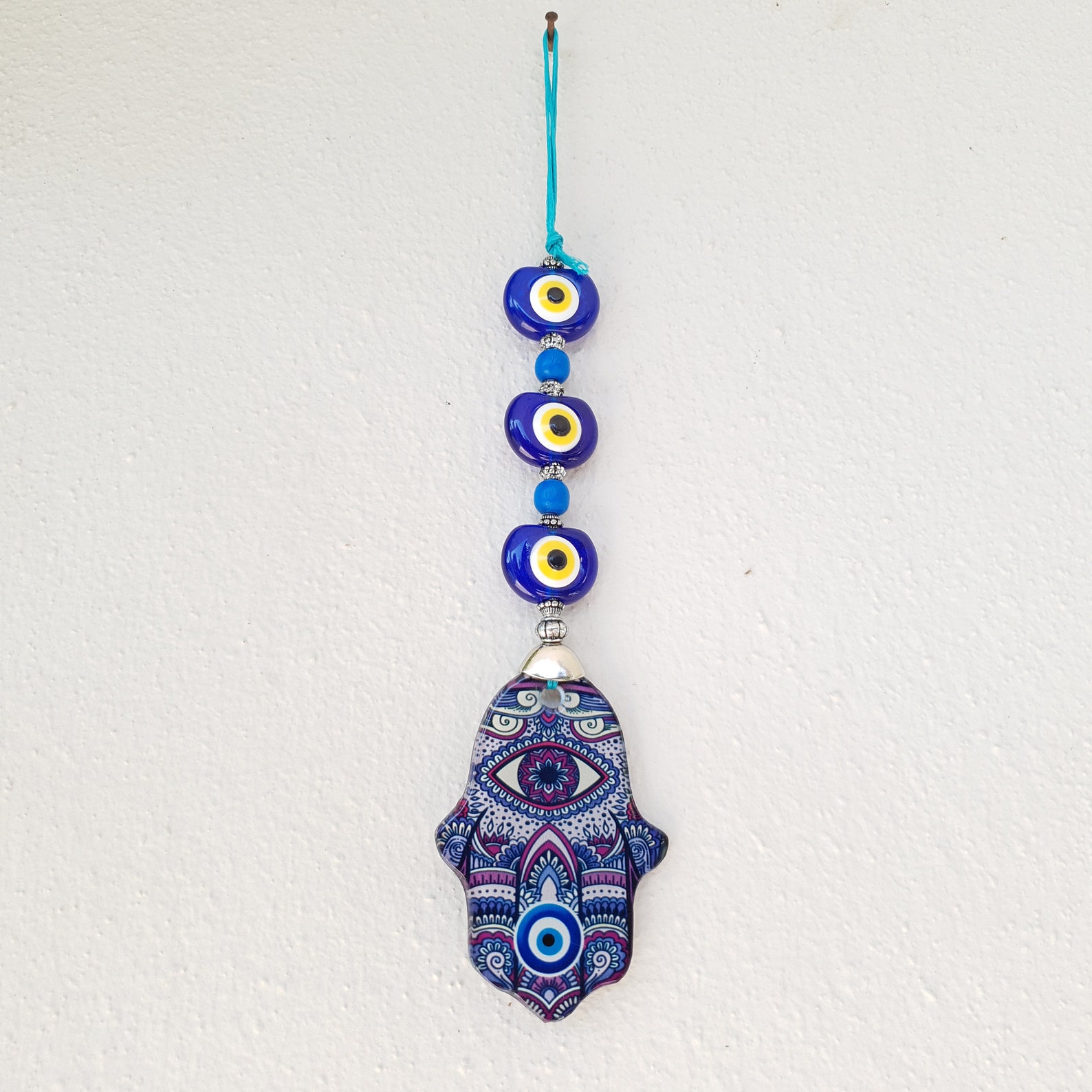 Hamsa and Evil Eye Wall Hanging Nazar Boncuk Hand of | Etsy
