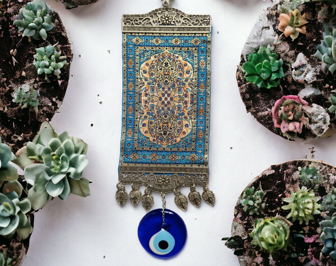Handmade Oriental Carpet Evil Eye Wall Hanging, Turkish Rug, Oriental ...