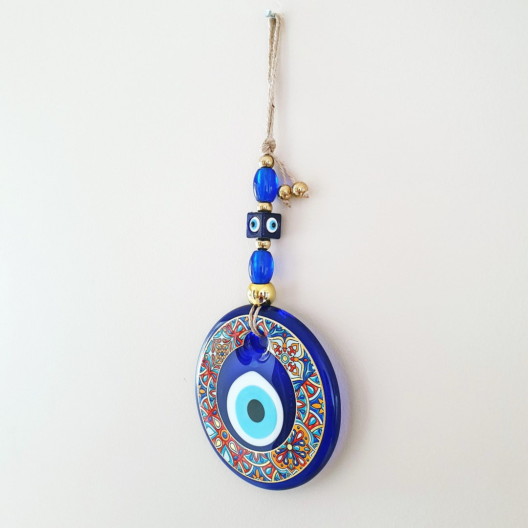Glass Evil Eye Amulet Wall Hanging: Home Protection Decor (11cm) - Etsy