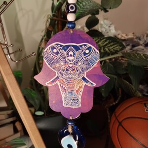 Handmade Wood Hamsa and Evil Eye Wall Hanging Home Decor Gift, Hamsa ...