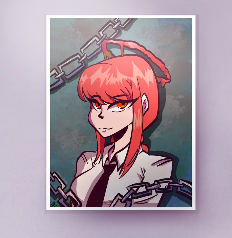 Evil Chain Makima Diablo / Anime Art Print 8x11.5 - Etsy México