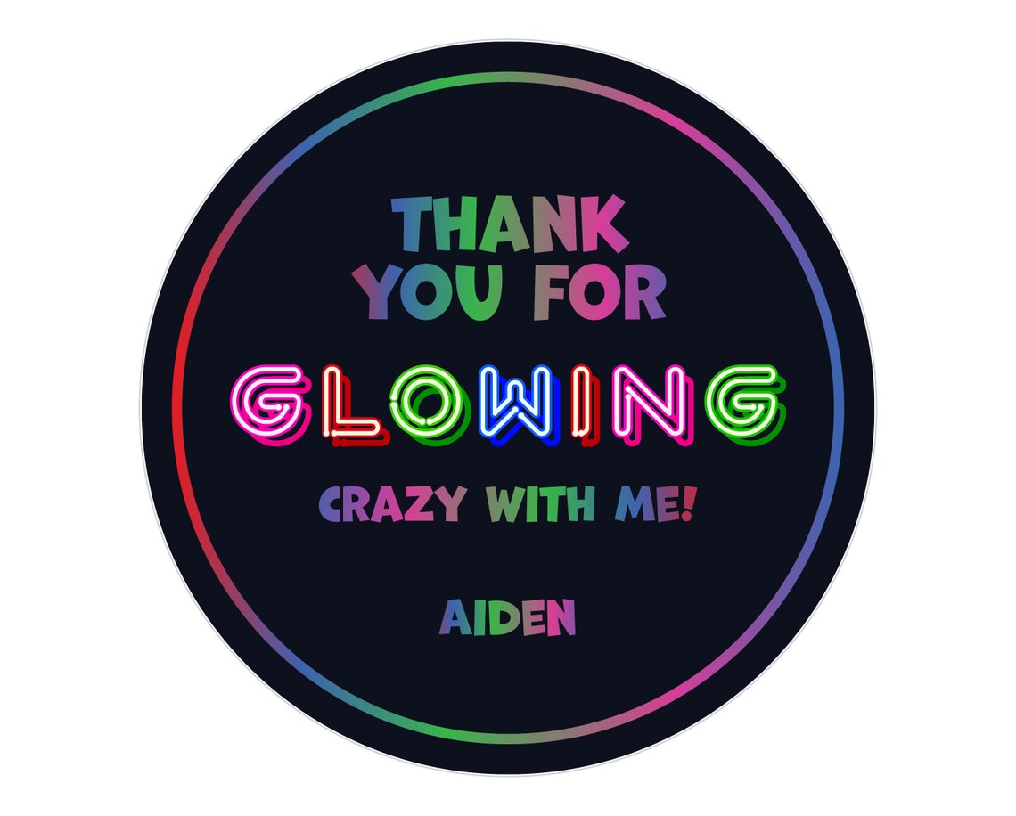 Glow Party Birthday Stickers Thank You Favor Labels Neon - Etsy