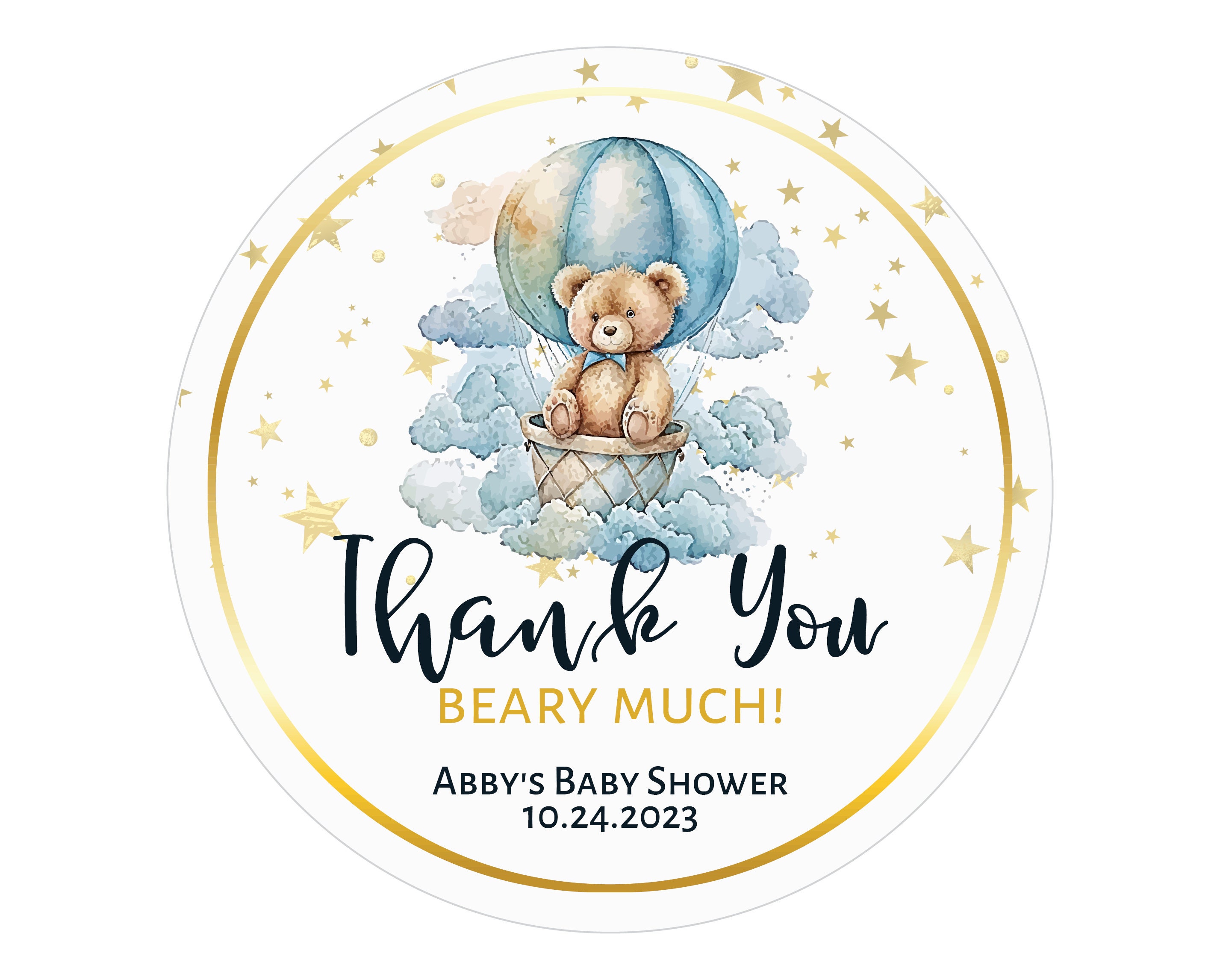 Thank You Beary Much Baby Shower Favor Stickers Personalized - Etsy