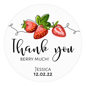 Thank You Berry Much Stickers, Strawberry Favor Stickers, Birthday ...