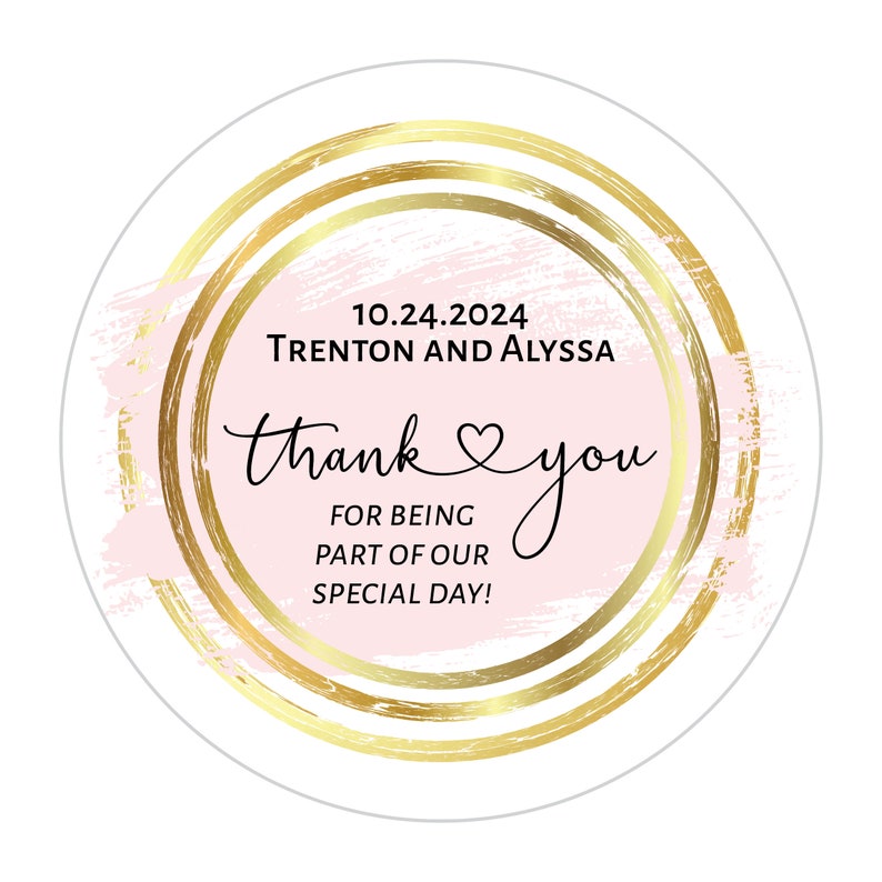 Pink and Gold Wedding Thank You Stickers - Wedding Favor Stickers ...