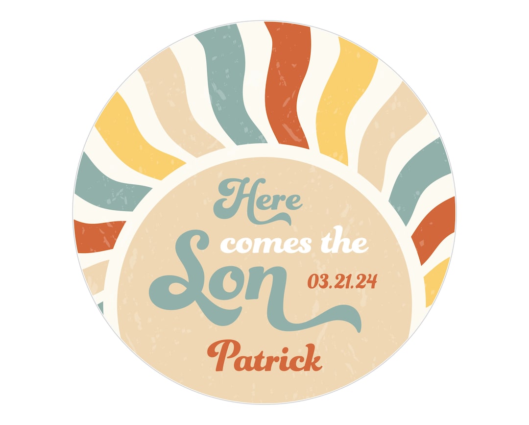 Here Comes the Son Baby Shower Stickers, Boy Favor Stickers, Sunshine ...