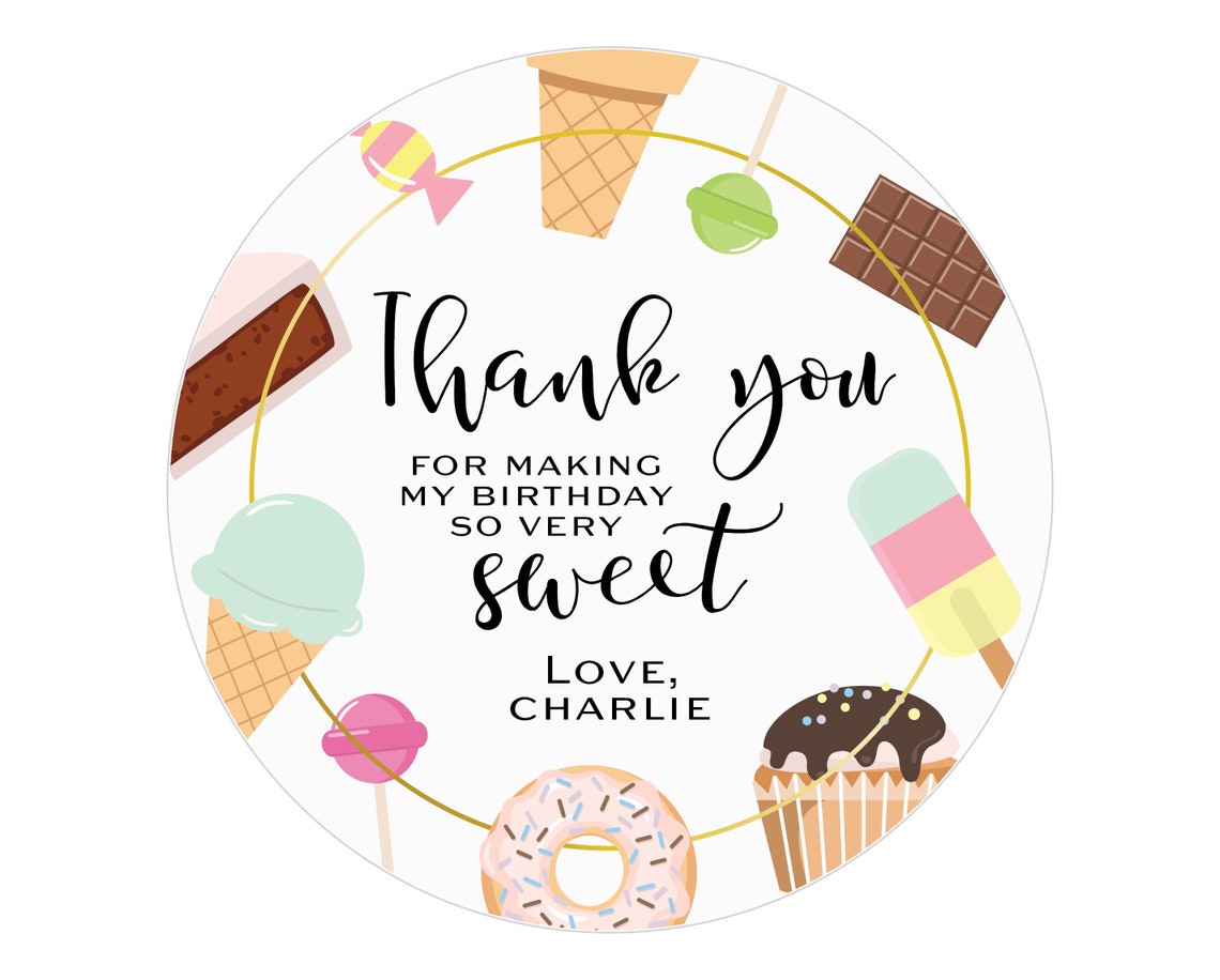 Candy Birthday Stickers, Favor Stickers, Thank You for Making My ...