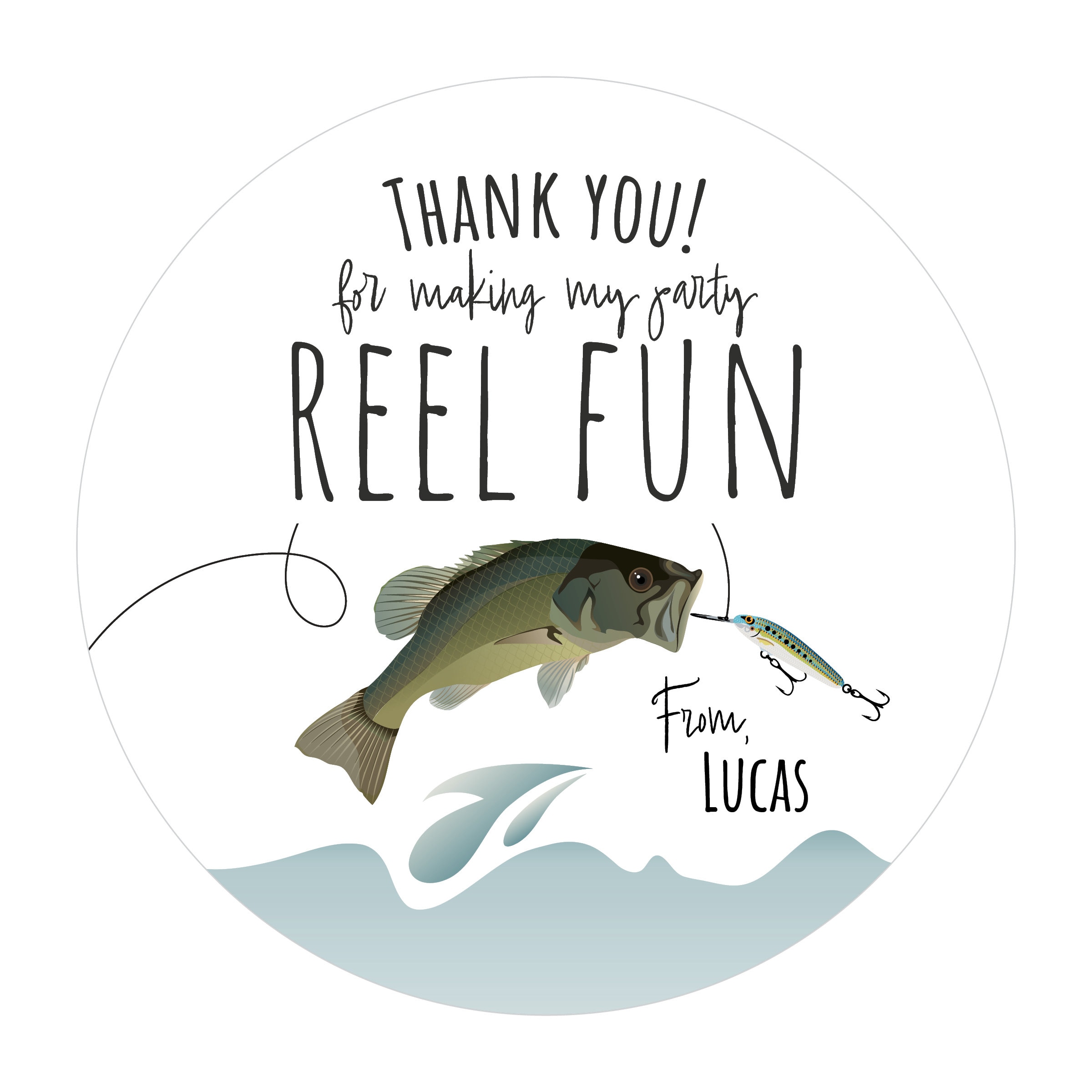 Fishing Thank You Stickers, Fishing Birthday Stickers, Boy or Girl ...