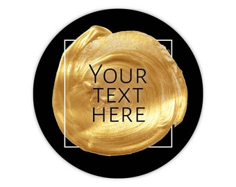 Black and Gold Stickers Black Custom Text Sticker Circle - Etsy