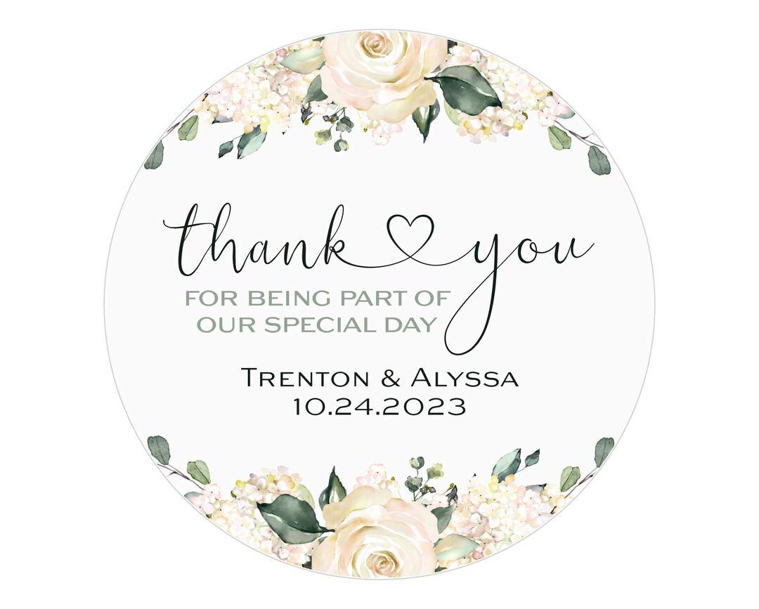 Wedding Favor Stickers, Wedding Thank You Stickers, Personalized Favor ...