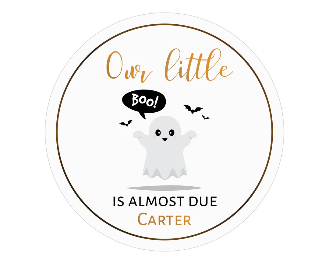 Our Little Boo is Almost Due Baby Shower Favor Stickers, Personalized ...