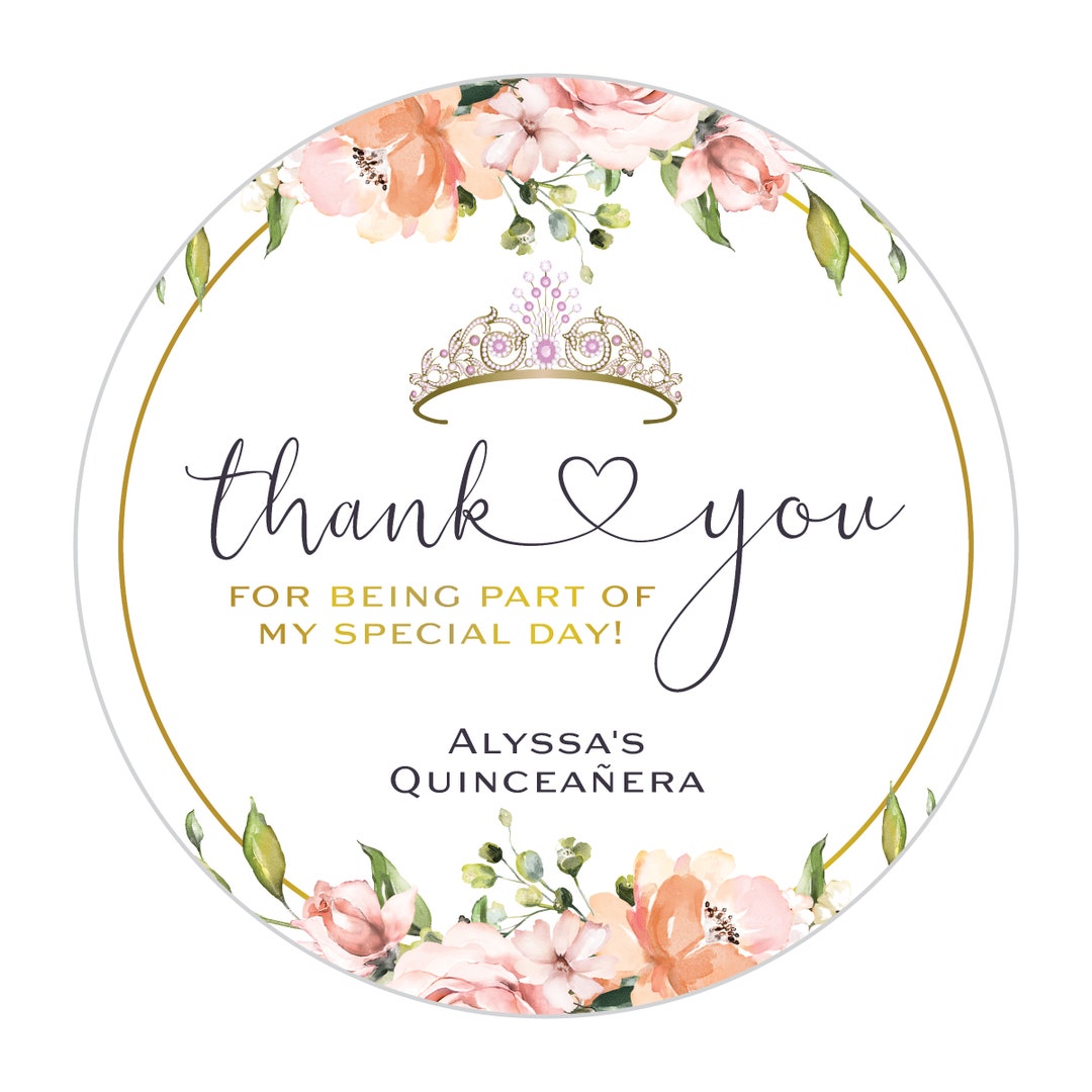 Pink Quinceanera Stickers, Favor Stickers, Gold, Silver, Rose Gold ...
