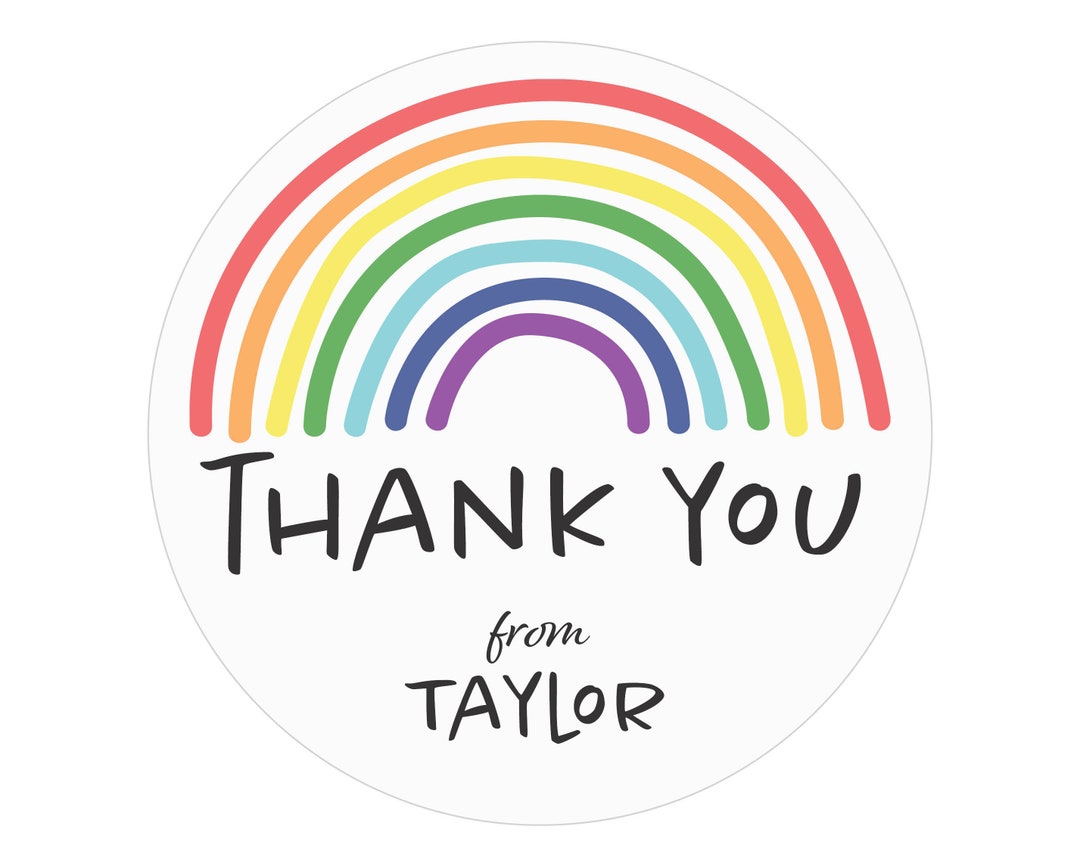 Thank You Rainbow Stickers, Multi Colored Favor Stickers, Birthday ...