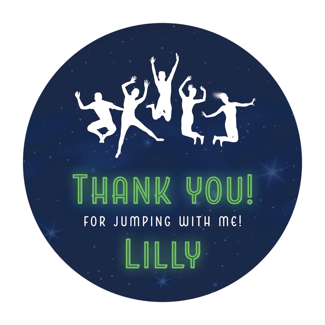 Neon Jump Party Stickers, Thank You for Jumping With Me, Bounce House ...
