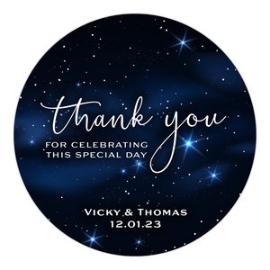 Starry Night Thank You Stickers, Personalized Favor Labels, Wedding ...