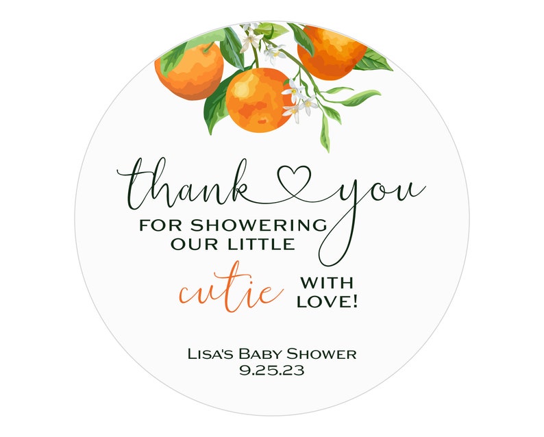 Thank You for Showering Our Little Cutie Baby Shower Favor Stickers ...