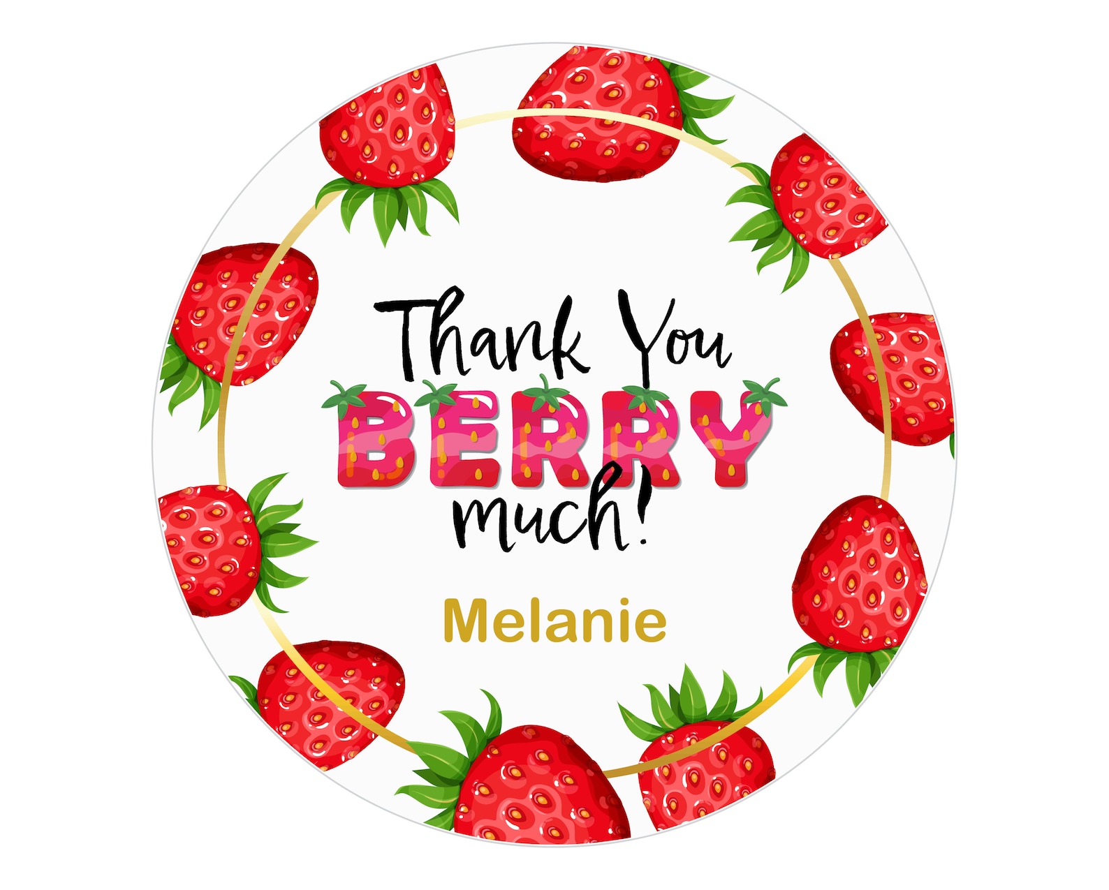 Thank You Berry Much Stickers Strawberry Favor Stickers - Etsy