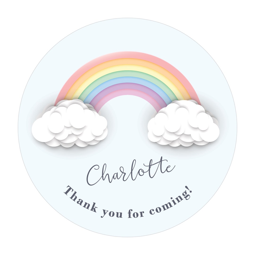 Thank You Pastel Rainbow Stickers, Multi Colored Favor Stickers ...