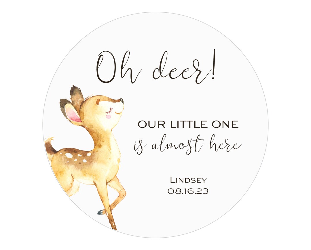 Oh Deer Thank You Sticker, Baby Shower Stickers, Favor Stickers, Forest ...