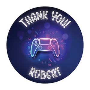 Video Game Birthday Stickers, Thank You Favor Labels, Neon Colors ...