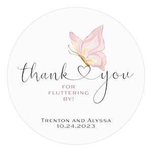 Butterfly Favor Stickers Thank You for Fluttering By Wedding - Etsy