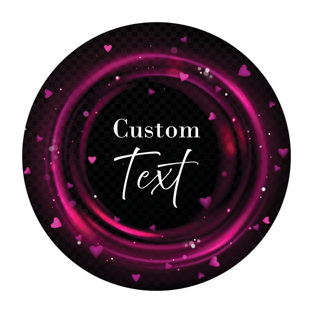 Black and Pink Custom Stickers, Your Text Here Sticker, Circle Sticker ...