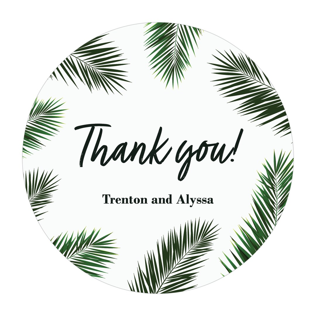 Tropical Beach Thank You Stickers, Beach Wedding Favor Stickers ...