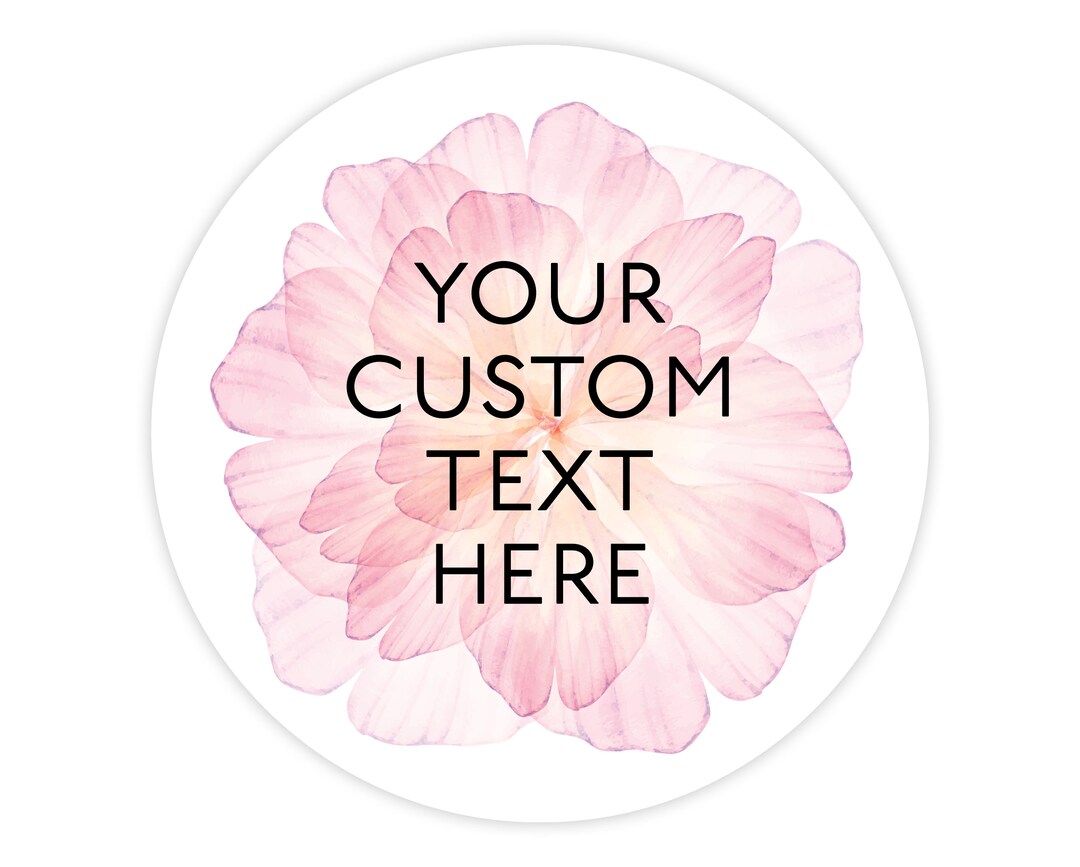 Custom Flower Stickers - Pink Floral - Circle, Round, Square ...
