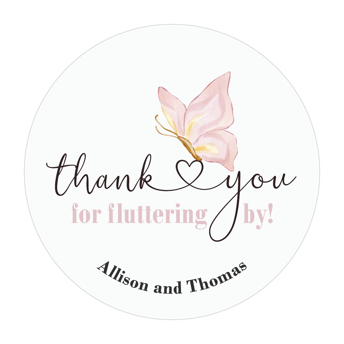 Butterfly Favor Stickers, Thank You for Fluttering By, Wedding Favor ...