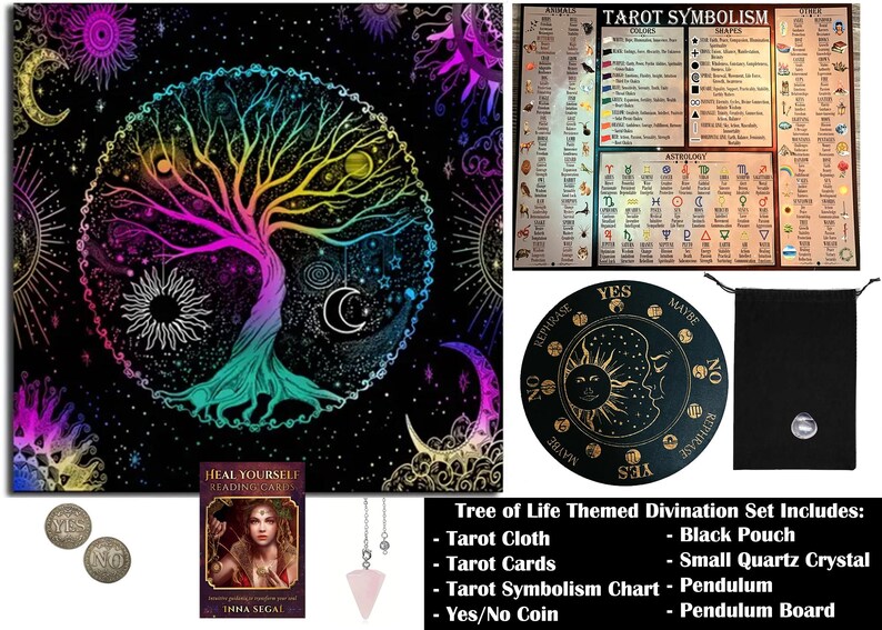 Tree of Life Themed Divination Set | Spiritual Toolkit With Tarot, Pendulum, Crystal, and More ...