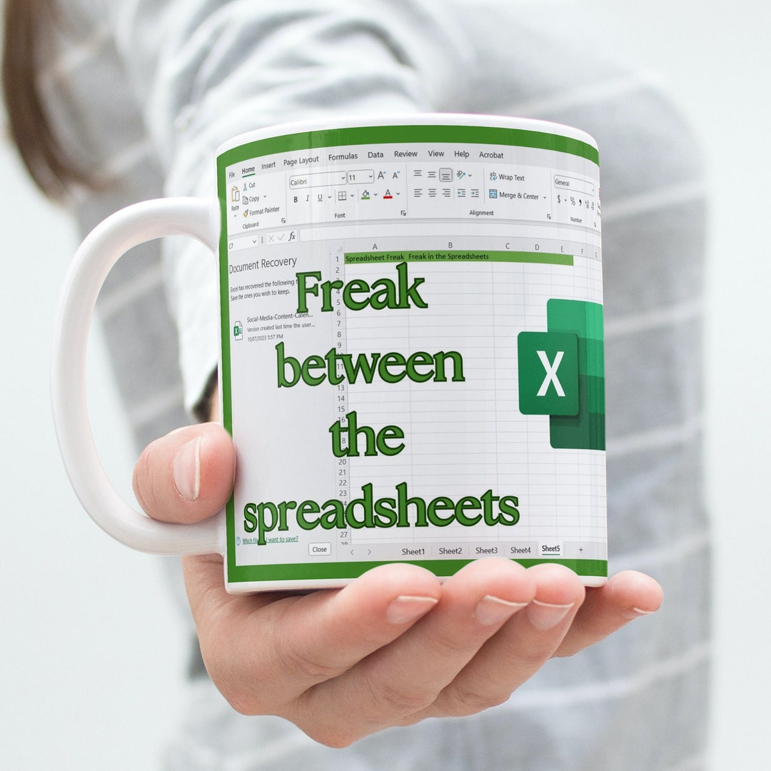 Excel Mug, Freak Between the Spreadsheets Mug Office Humour, Gag Gifts ...