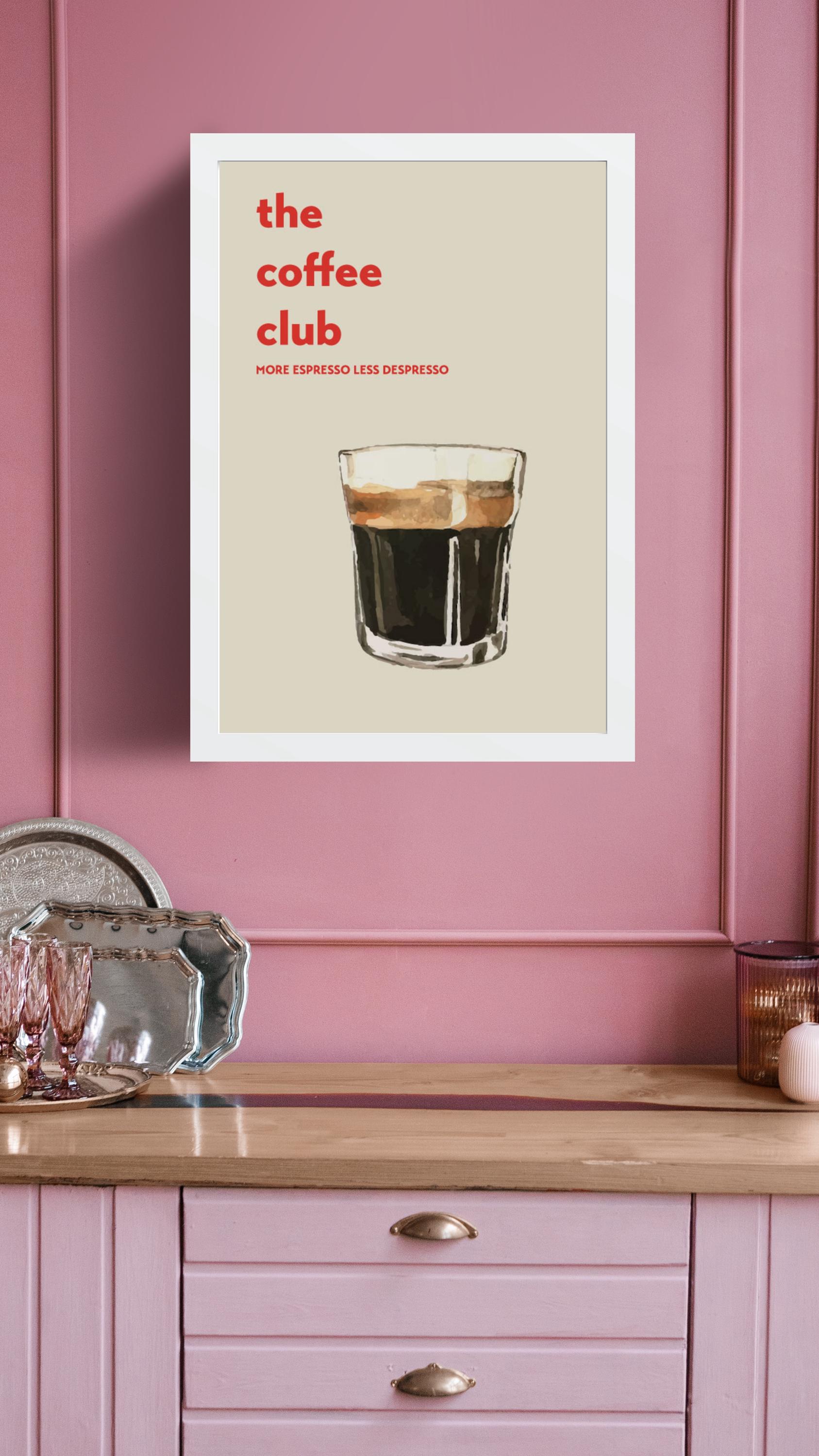 The Coffee Club Print. Retro Art Decor, Kitchen Print Trendy Wall Art ...
