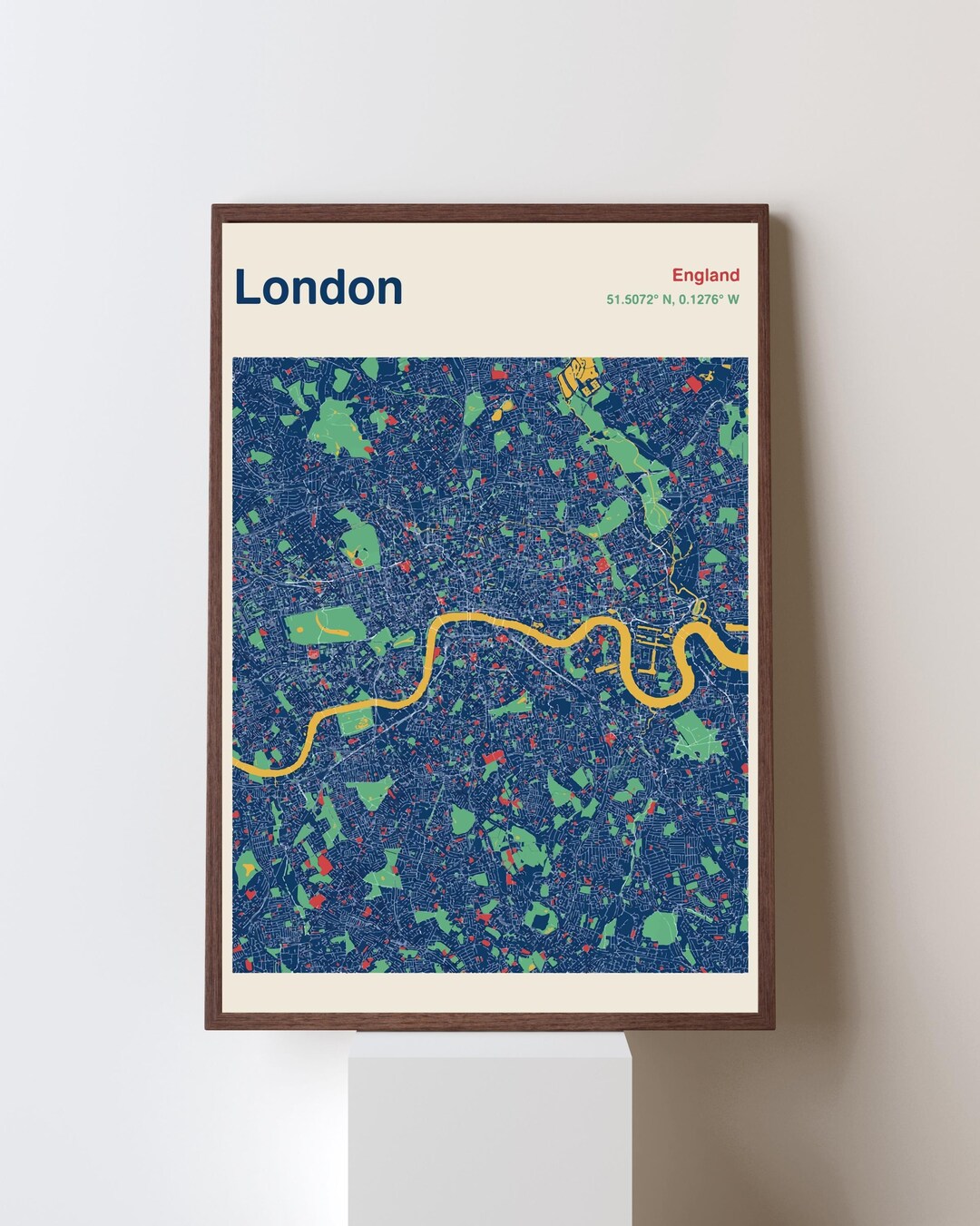 Modern London Map Print Vibrant Wall Art, City Street Map Poster ...