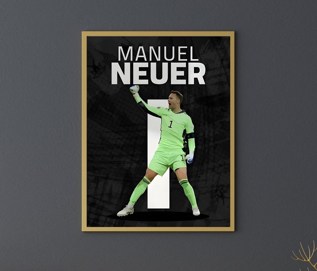 Manuel Neuer Poster, Print Soccer Wall Art, German Legendary Goalkeeper ...