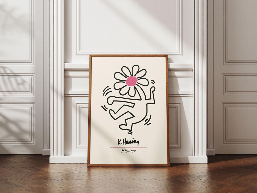 Keith Haring Dancing Flower Music Art Poster | Abstract Music Note Wall ...