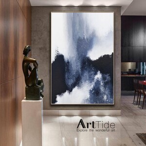 Large Blue Abstract Painting Blue Canvas Art Large Canvas | Etsy