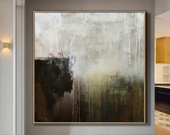 Set of 2 Pieces Green Scenery Painting Abstract Brown Sky - Etsy