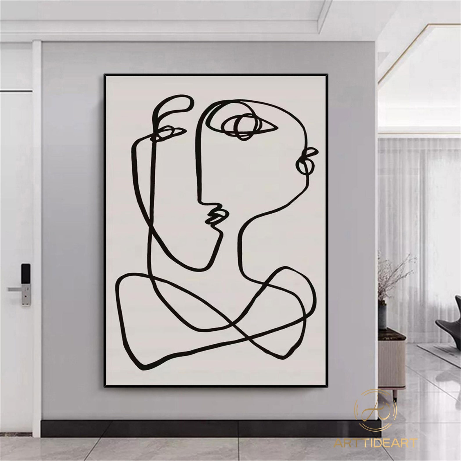 Oversized Line Abstract Painting Minimalist Painting Living - Etsy