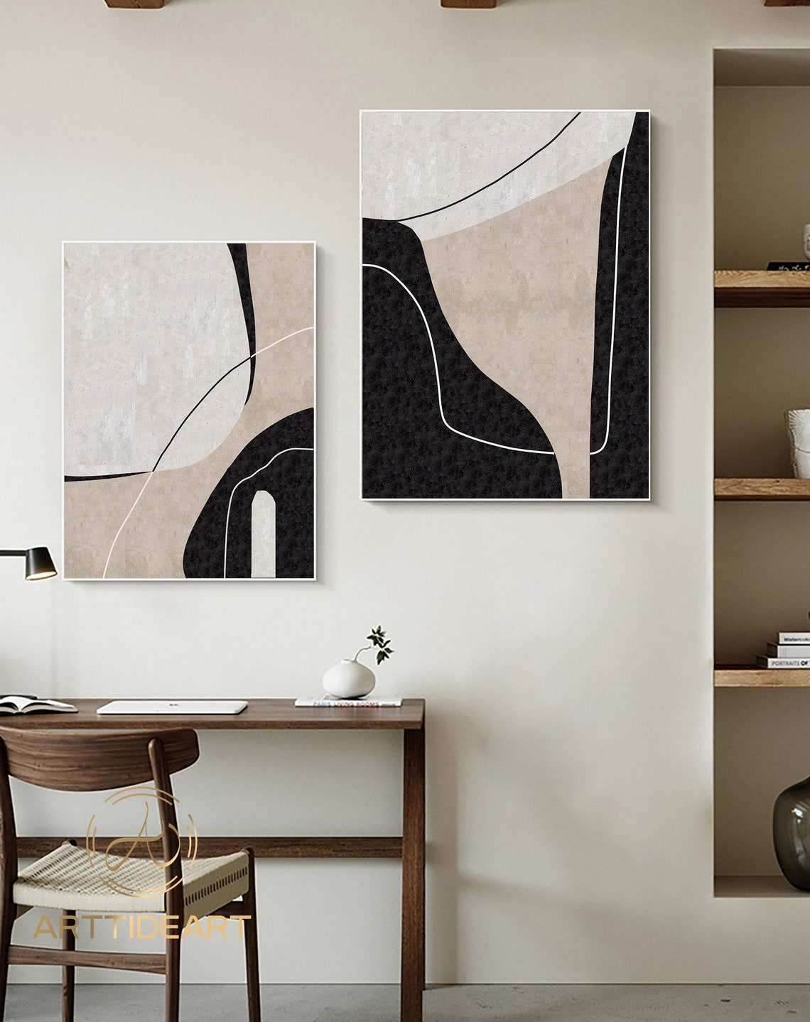 Set of 2 minimalist Abstract Painting Large Abstract Painting | Etsy