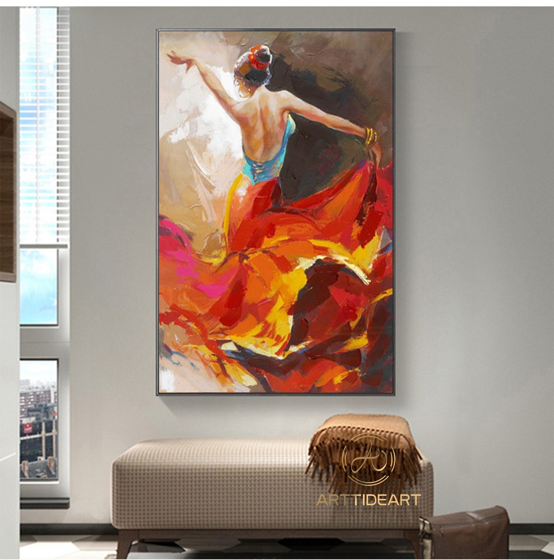 Flamenco Dancer Oil Painting: Abstract Ballerina Art on Canvas - Etsy