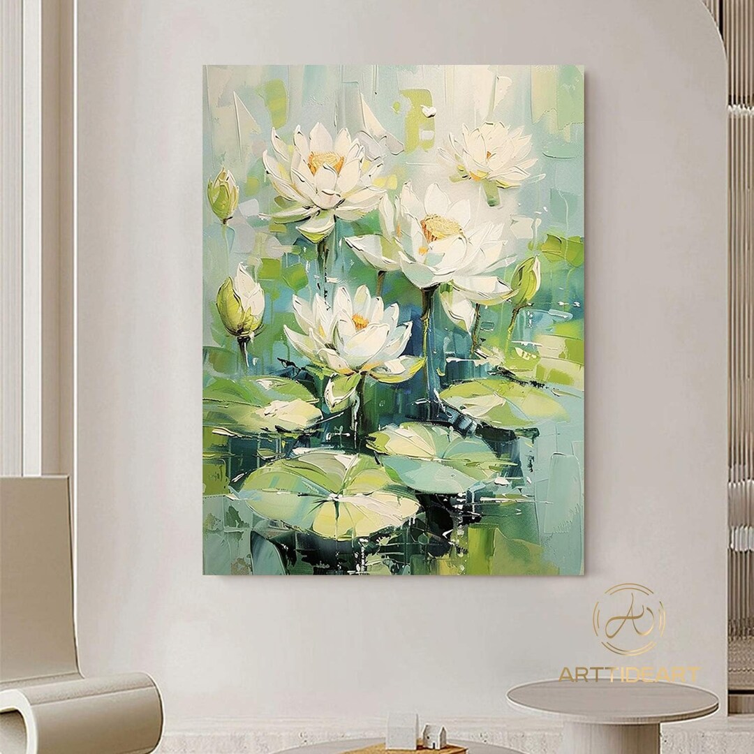 Original Lotus Acrylic Painting on Canvas: Abstract Landscape Art - Etsy