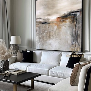 Rust Color Painting Orange Wall Art Wabi Sabi Wall Art Large Black ...