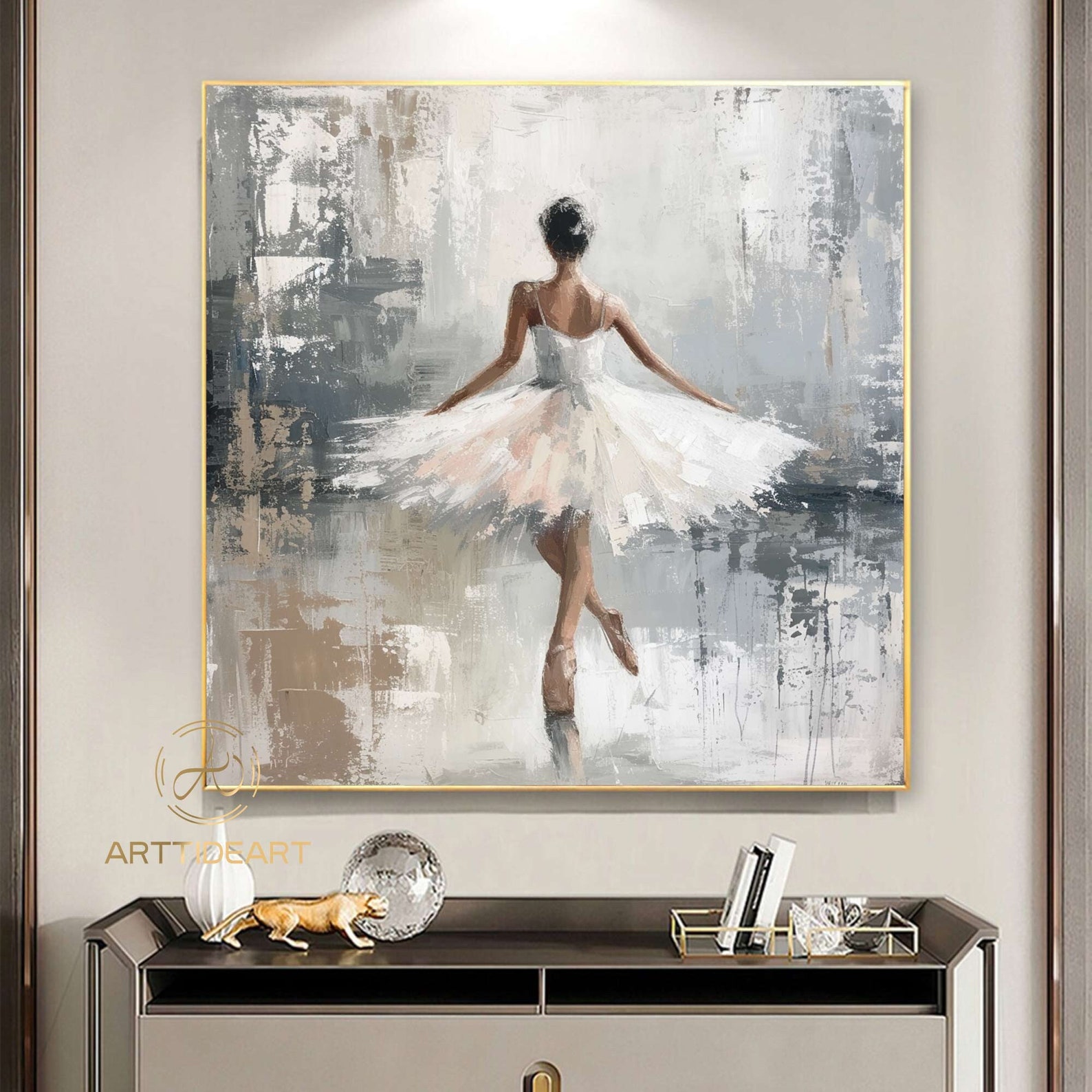 Original Abstract Ballet Dancing Girl Painting on Canvas 3D Girl With ...