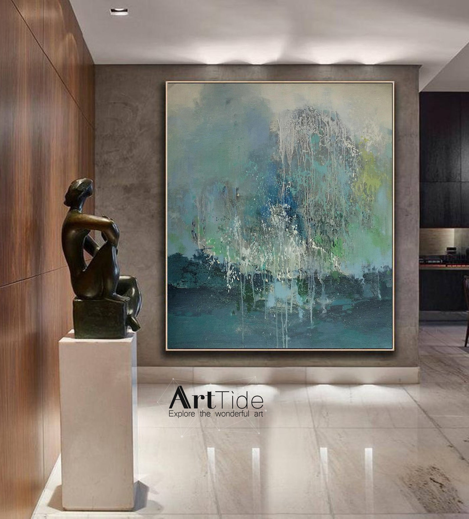 Large Abstract Green Paintingmint Green Abstract - Etsy